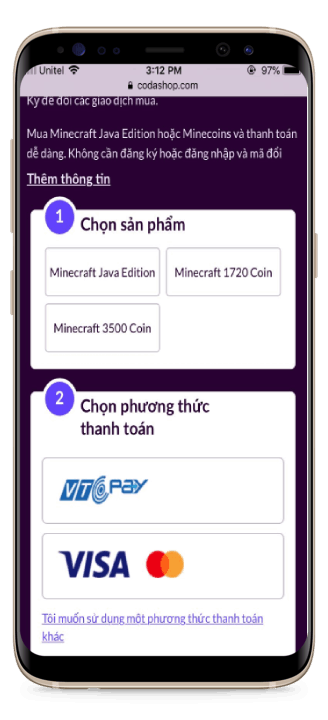 Hướng dẫn mua Minecraft – Codashop Việt Nam (Vietnam)