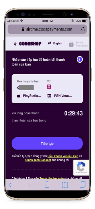 Hướng dẫn mua Playstation Network Vouchers – Codashop Việt Nam (Vietnam)
